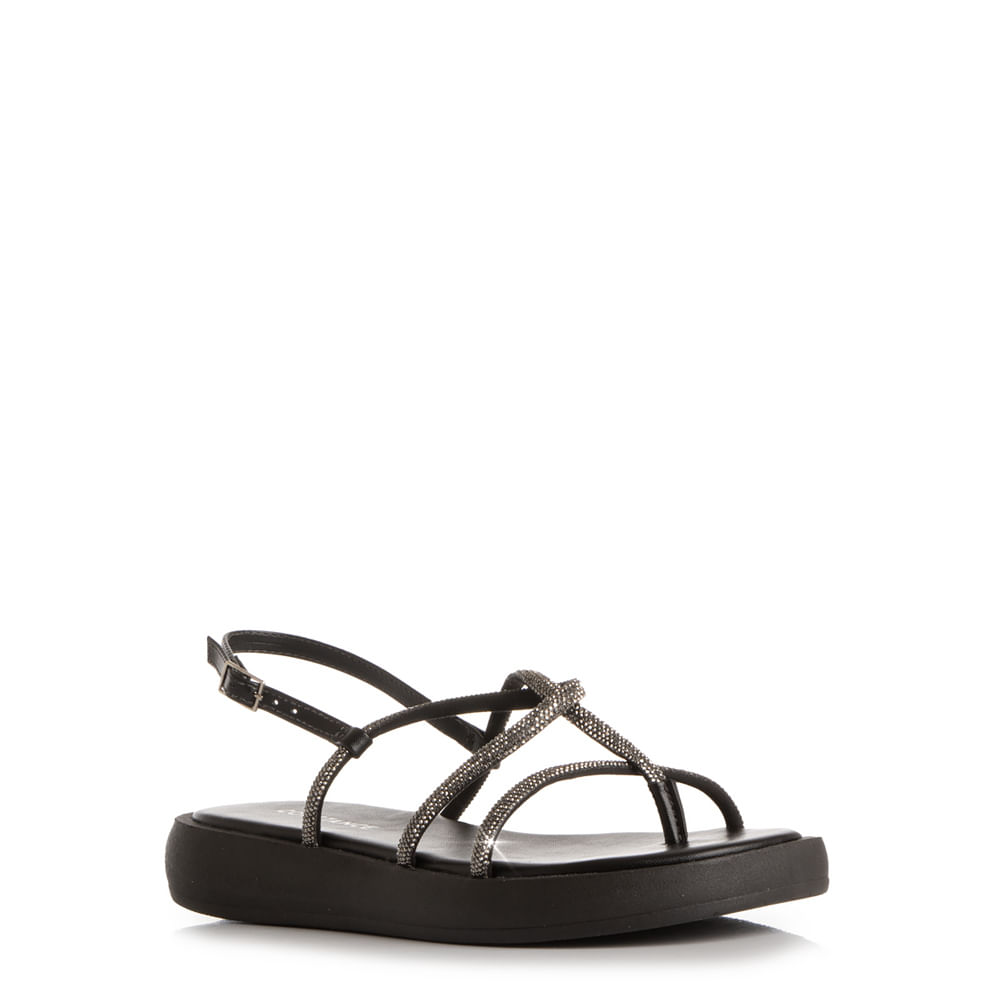 Papete Preta Tiras Strass